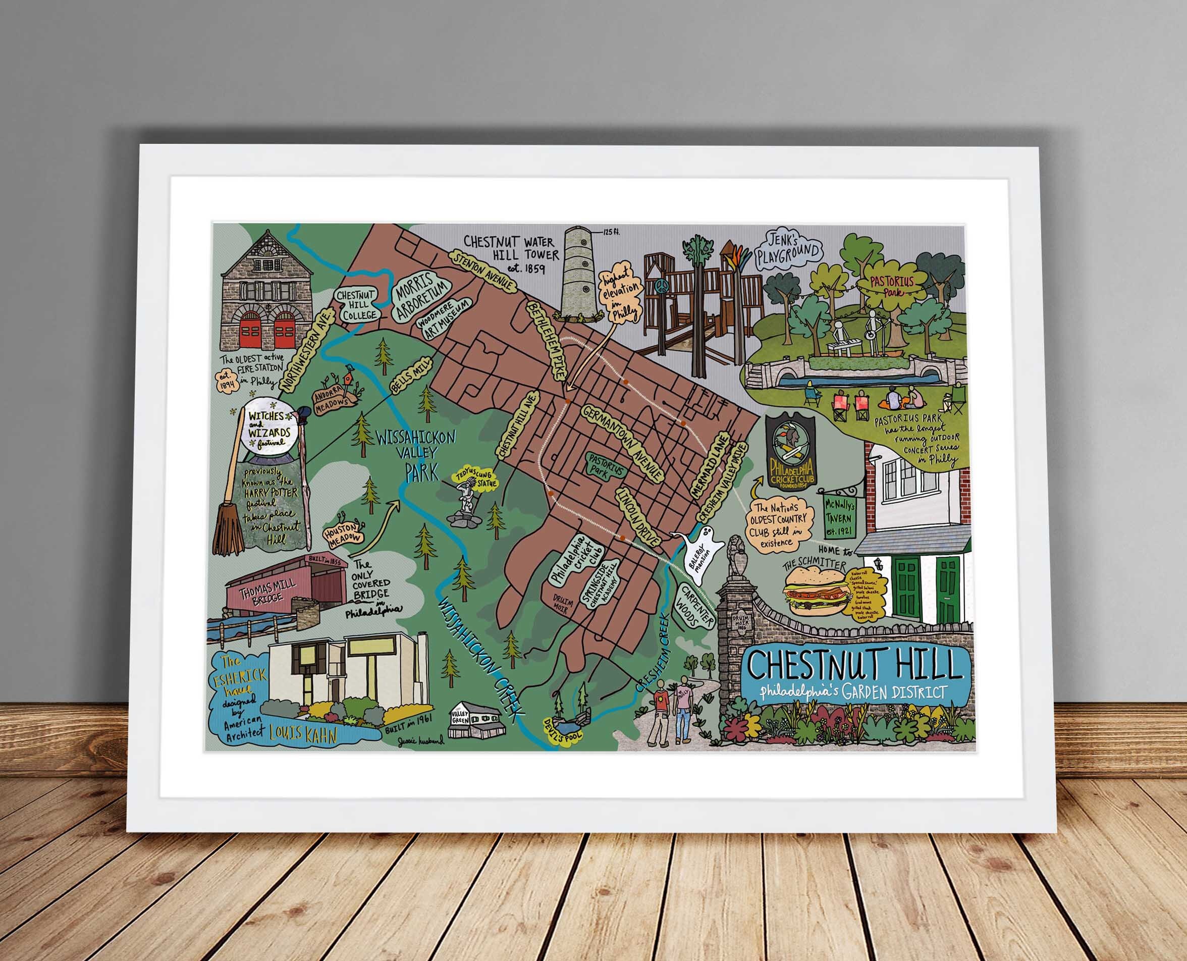 Map of Chestnut Hill Philadelphia Philly Neighborhood Map - Etsy