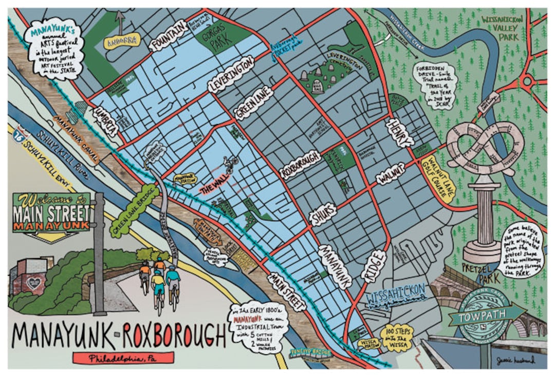 Map of Manayunk - Roxborough, Philadelphia, Philly Neighborhood Map ...