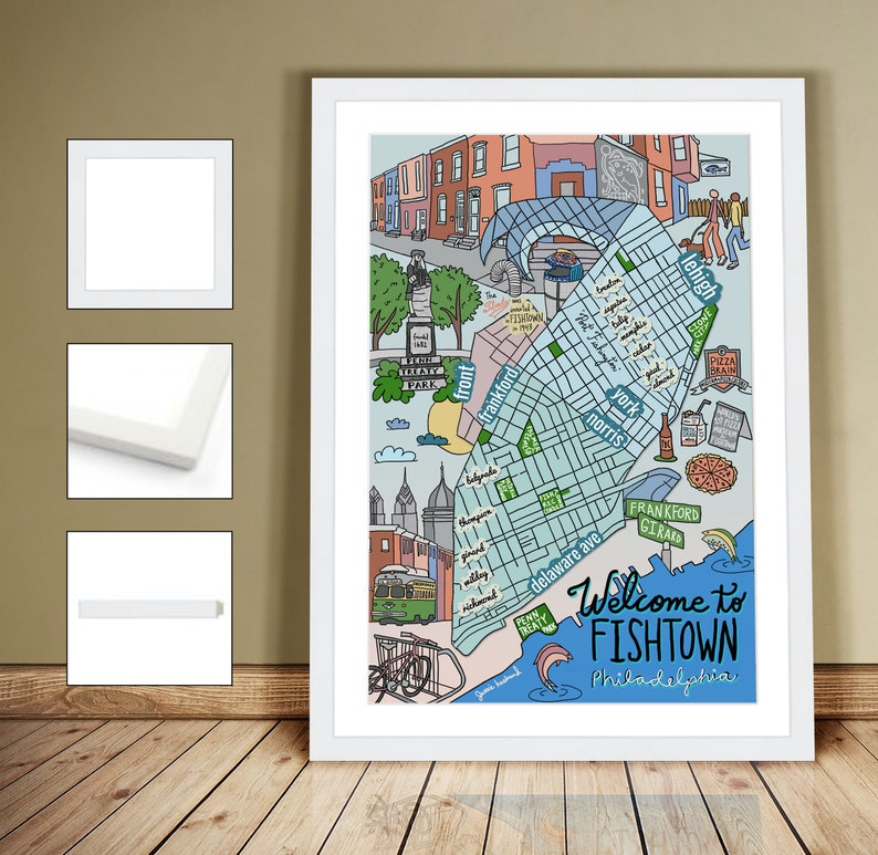 Map of Fishtown, Philadelphia, Philly Neighborhood Map, Philly Art, Map ...