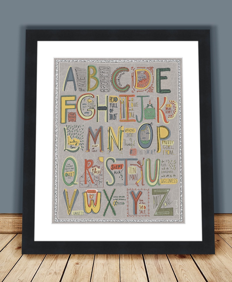 The Avett Brother's ABC Alphabet Art framing Options - Etsy