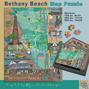 Beach Town Map Puzzles, New Jersey, Delaware, Sea Isle City, Rehoboth ...