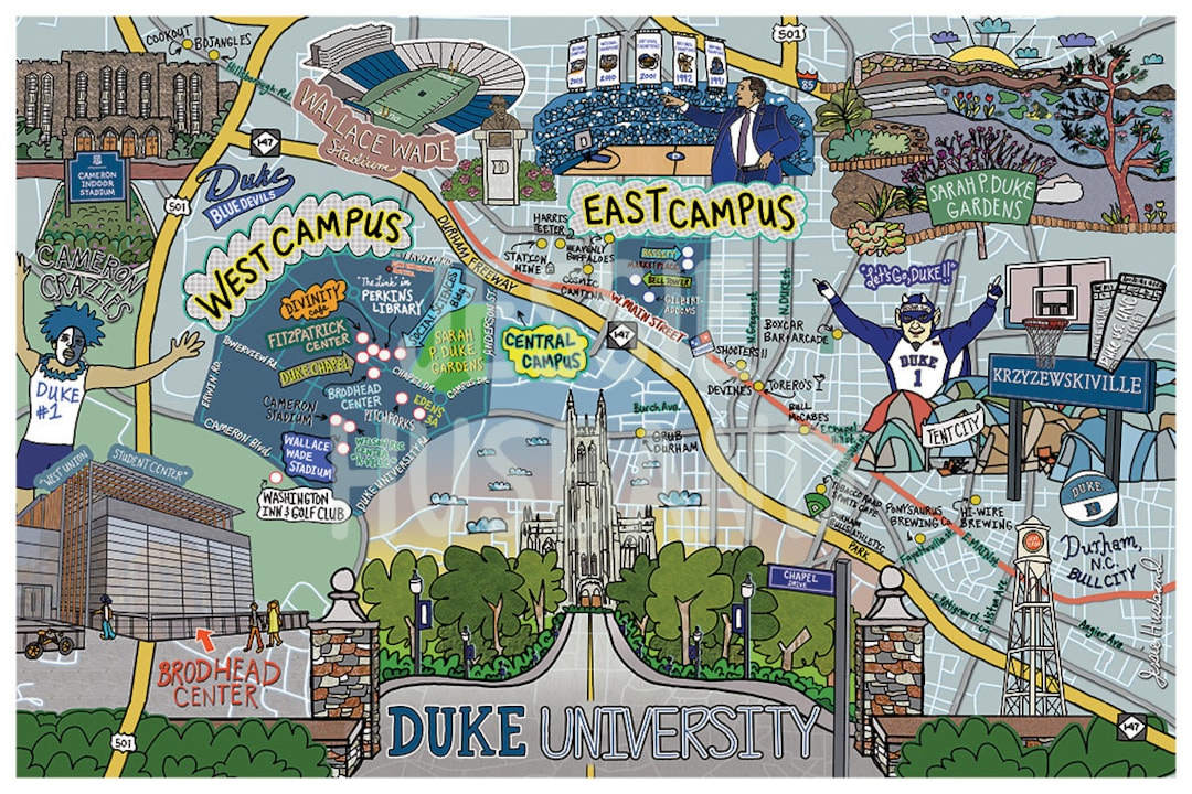 Map of Duke University, Durham, North Carolina (customization and ...