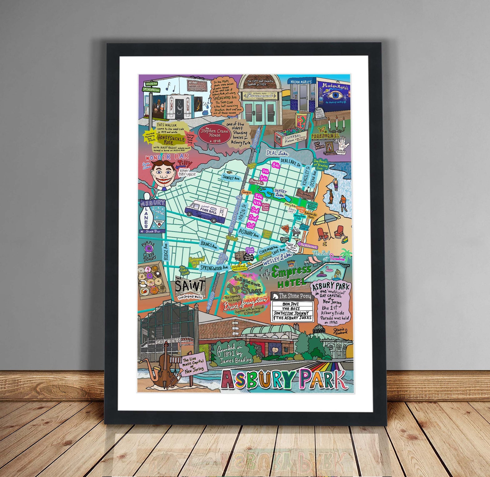 Map of Asbury Park, New Jersey, Beach Town, NJ Beaches (customization ...