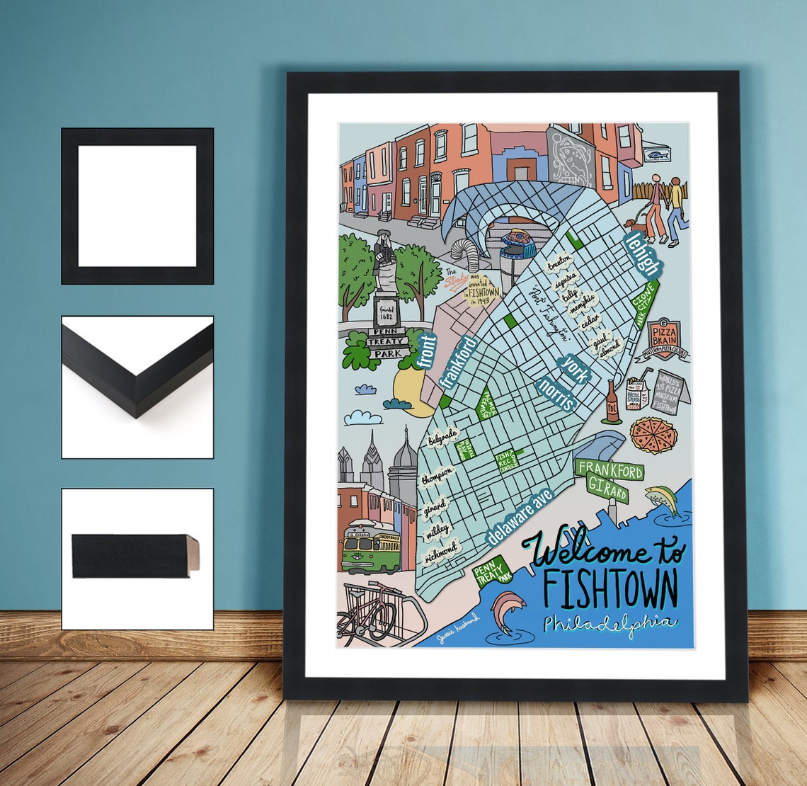 Map of Fishtown, Philadelphia, Philly Neighborhood Map, Philly Art, Map ...