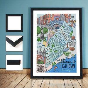 Map of Fishtown, Philadelphia, Philly Neighborhood Map, Philly Art, Map ...