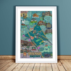 Map of Bryn Mawr, Main Line, Pennsylvania, Neighborhood Map, Philly Art ...
