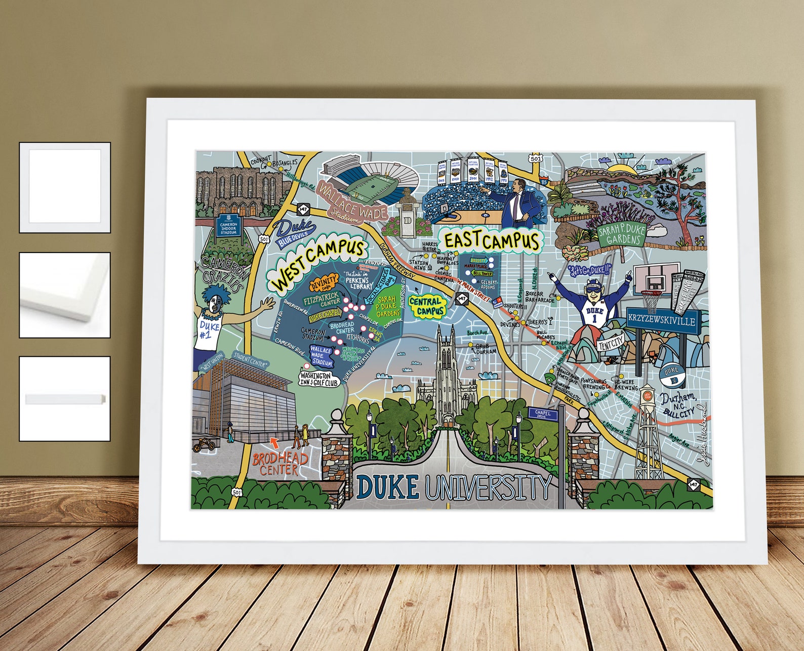 Map of Duke University Durham North Carolina customization - Etsy