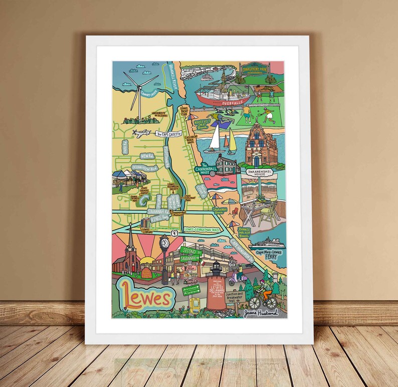 Map of Lewes, Delaware, Beach Town, NJ Beaches (customization and ...
