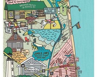 Map of Rehoboth Beach - Etsy