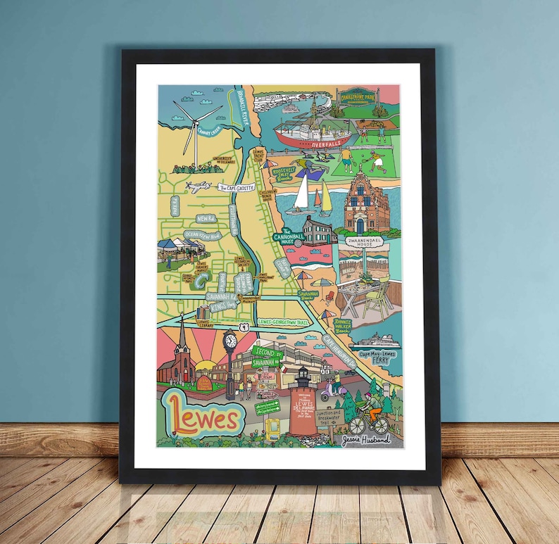 Map of Lewes, Delaware, Beach Town, NJ Beaches (customization and ...