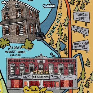 Map of Media, Pennsylvania, Map Art, Philly, Pennsylvania, DELCO ...