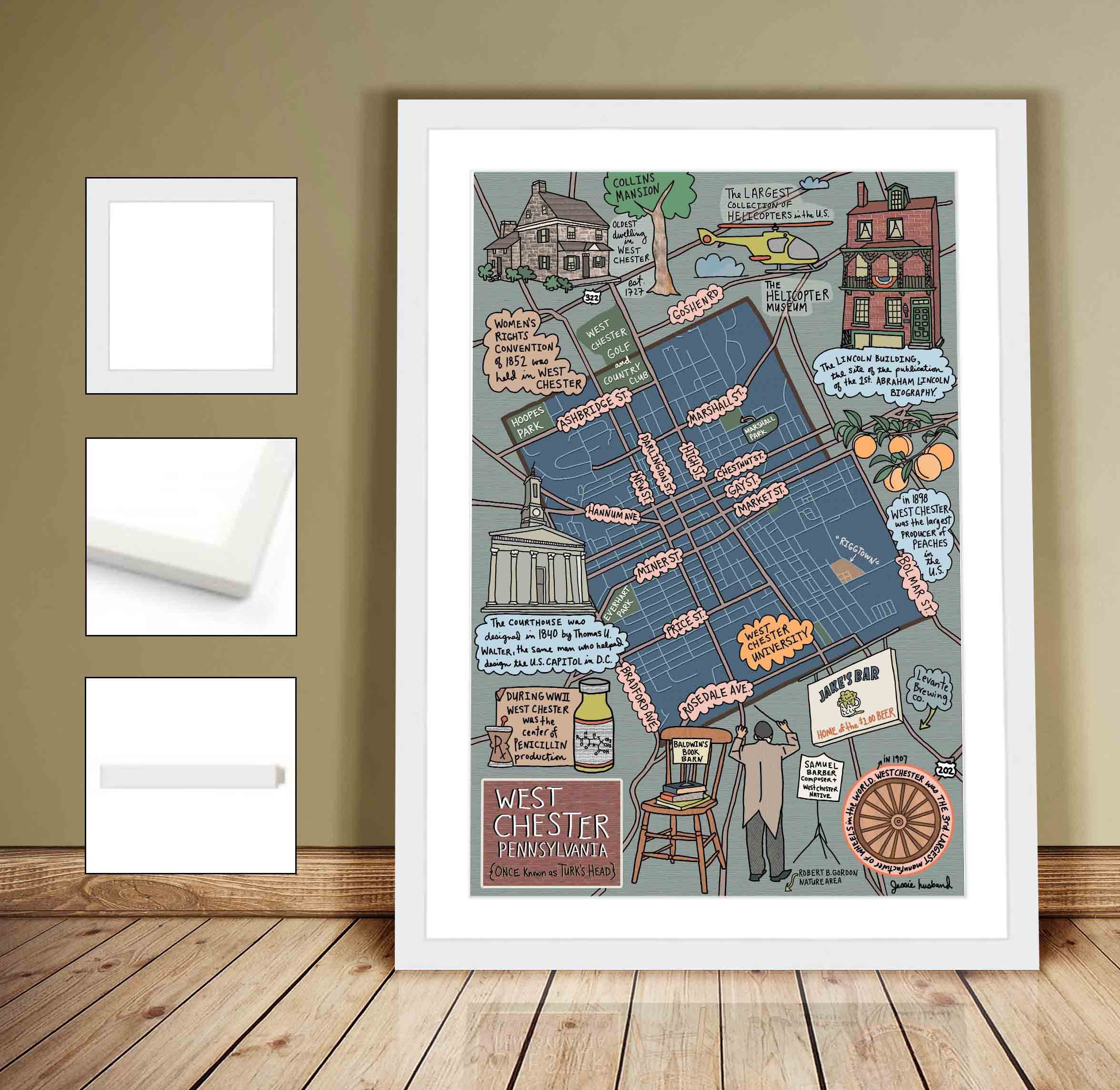 Map of West Chester Pennsylvania Neighborhood Map Map Art - Etsy