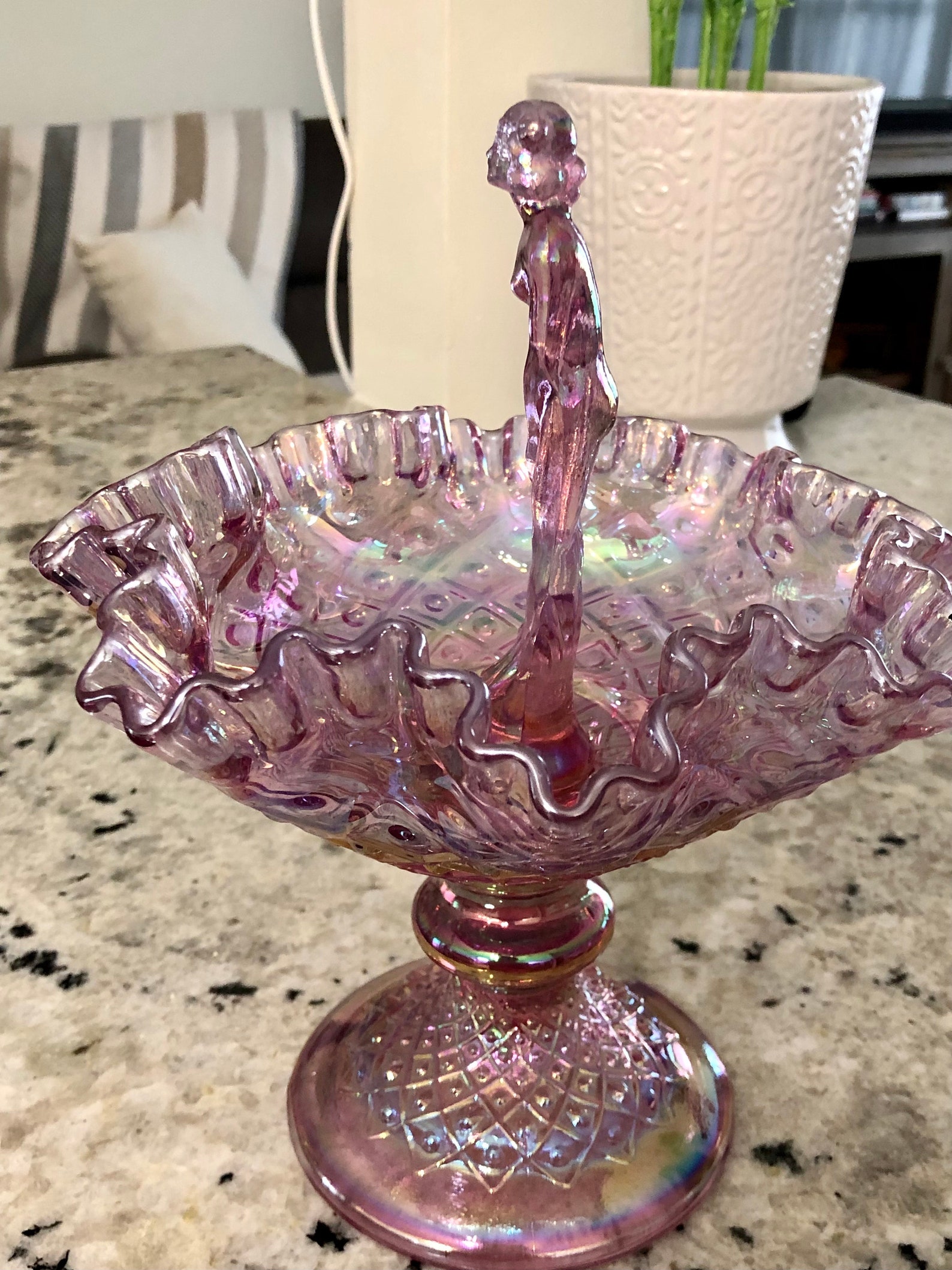 Fenton Glass Art, September Morn Nymph, Opalescent Fenton Glass, Plum ...