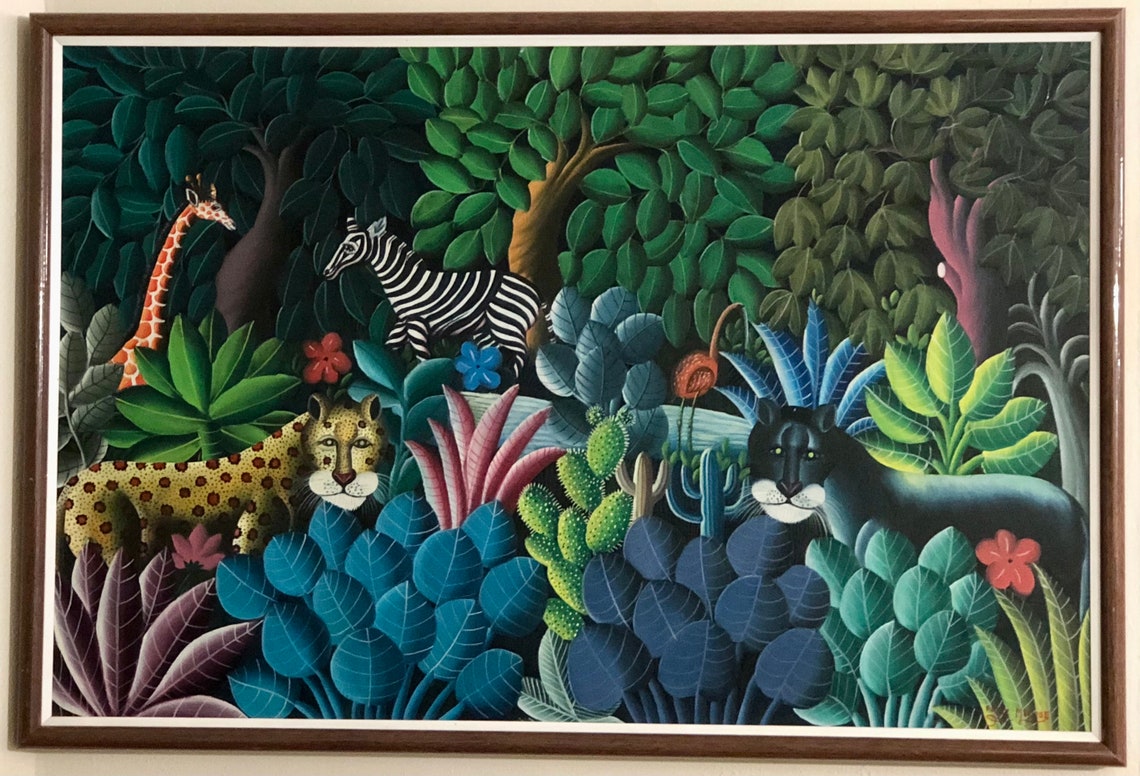 Original Oil Painting, Haitian Artist Fritz Merise, Contemporary, Vivid ...