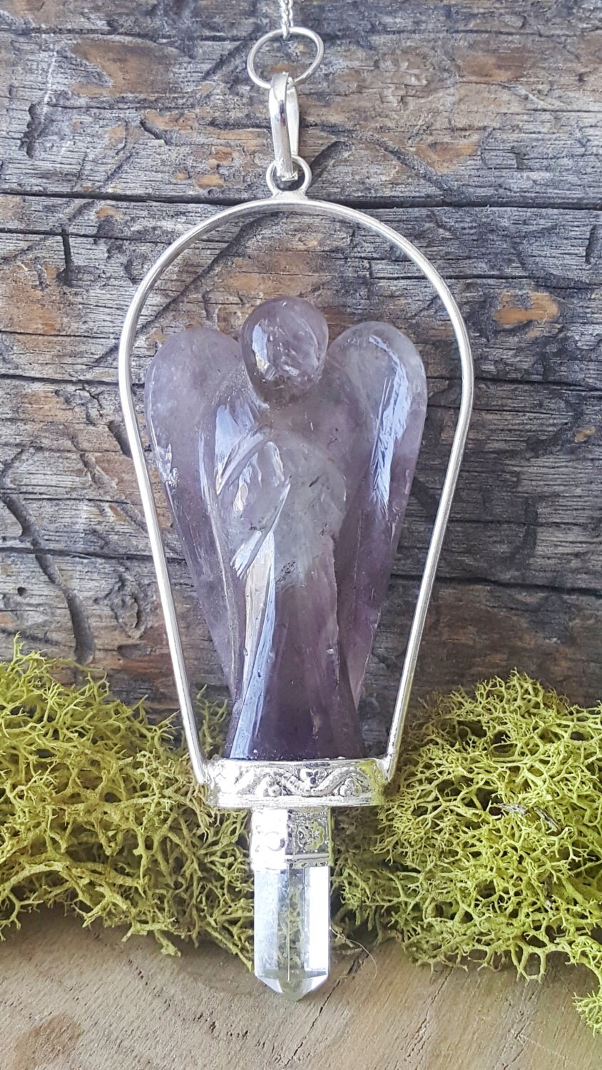 Amethyst Crystal Angel Pendulum 844 | Etsy
