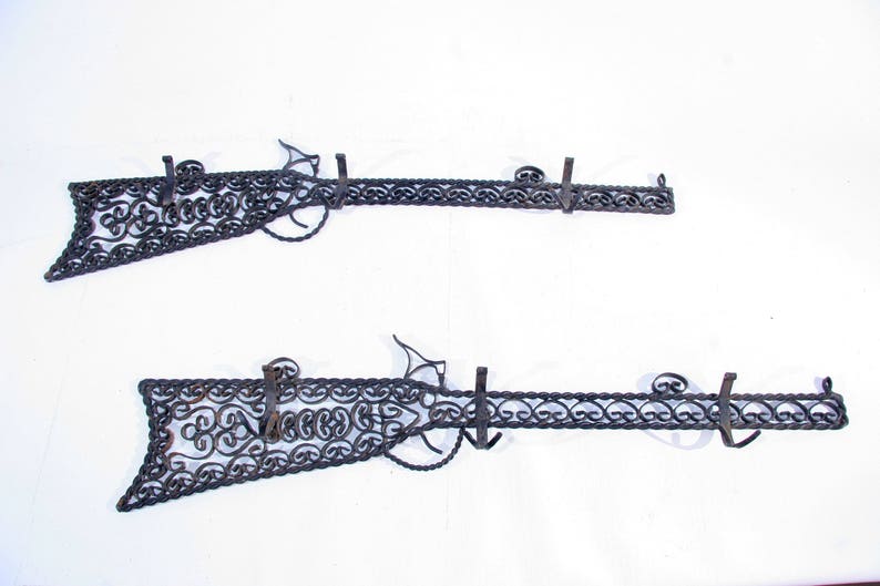 Coat Rack pair Musket-rifle Shaped Wrought Iron Entryway - Etsy
