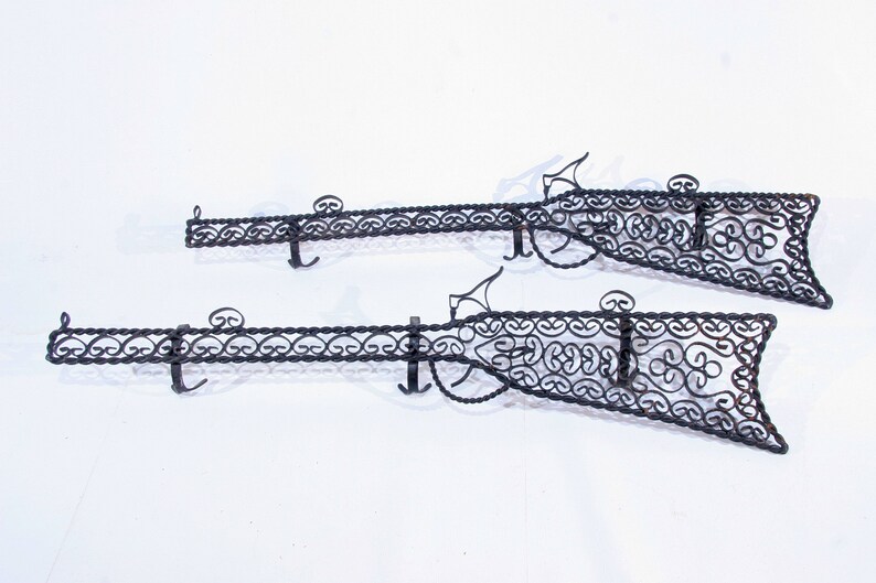 Coat Rack pair Musket-rifle Shaped Wrought Iron Entryway - Etsy