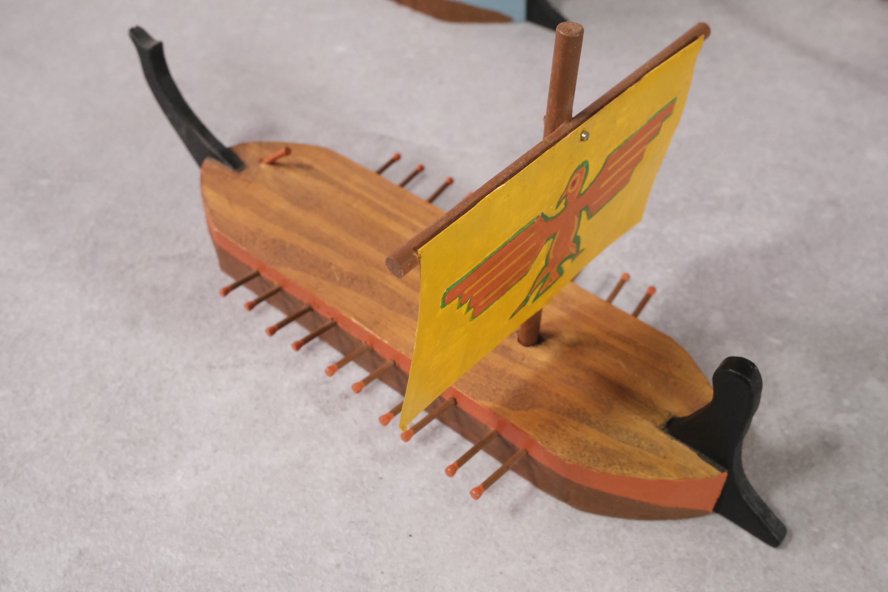 Folk Art toy Viking ships / primitive scratch built wooden | Etsy