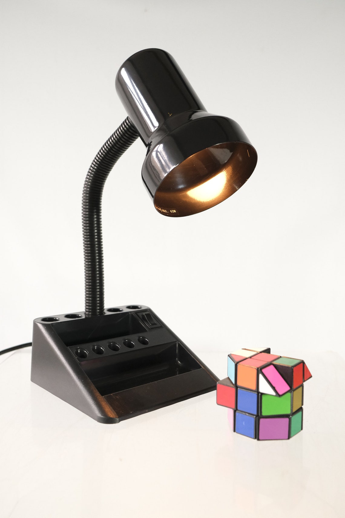 Vintage Gooseneck Organizer Desk Lamp Black / Late 80s to 90s - Etsy