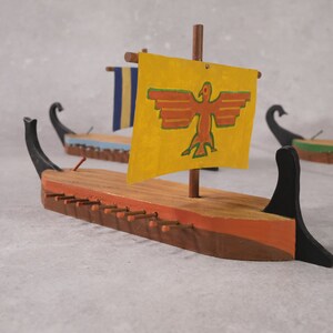 Folk Art Toy Viking Ships / Primitive Scratch Built Wooden Sail Boats ...