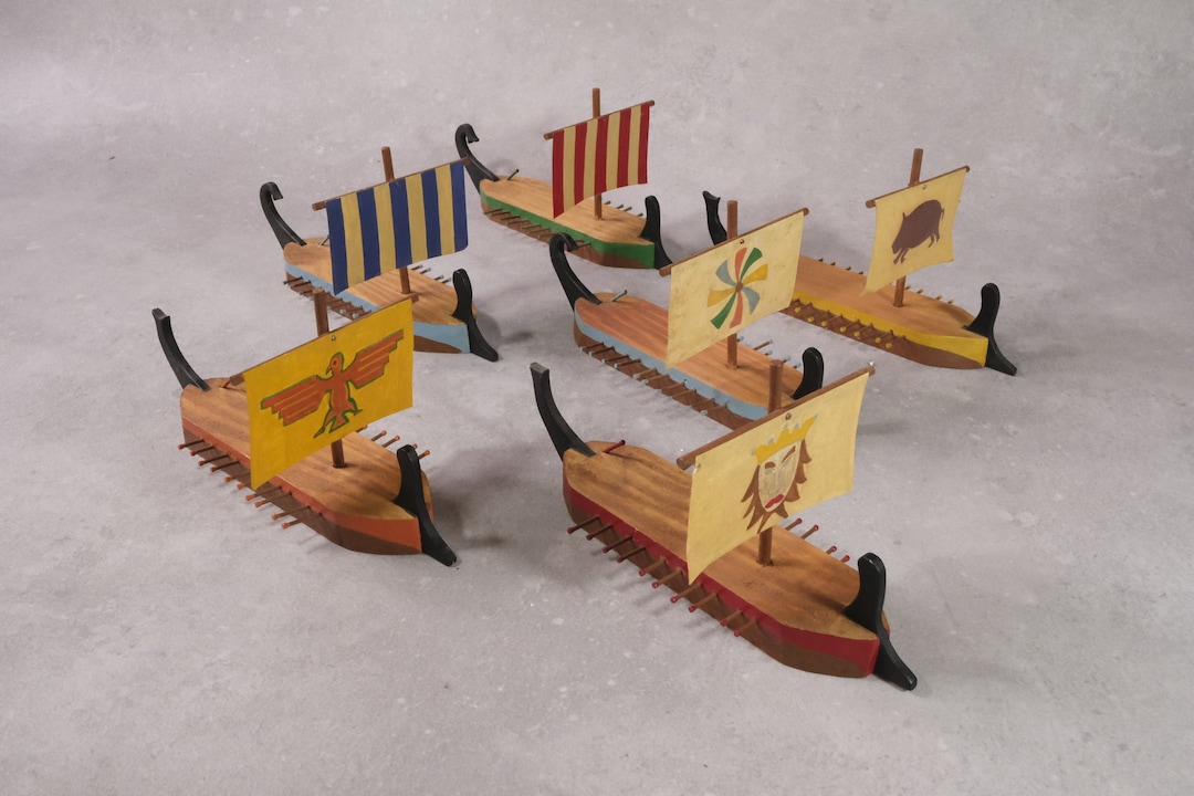 Folk Art Toy Viking Ships / Primitive Scratch Built Wooden Sail Boats ...