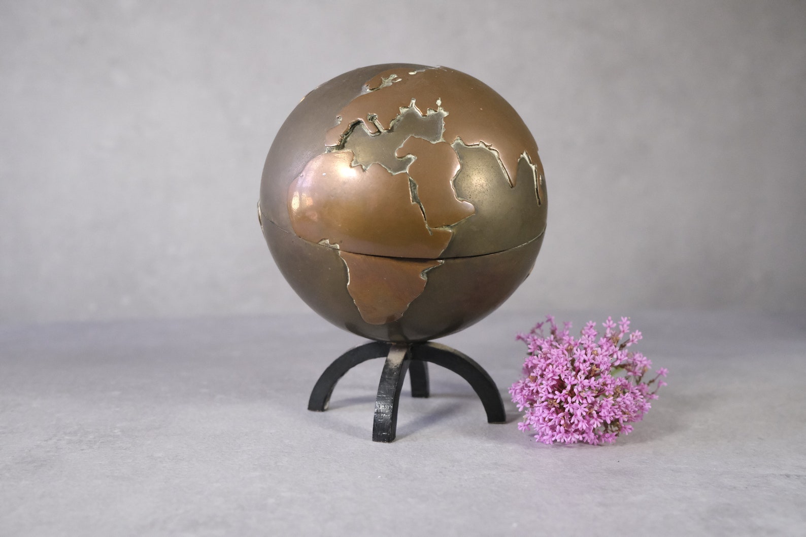 Copper & Brass World Globe on a Steel Base / French Mid - Etsy