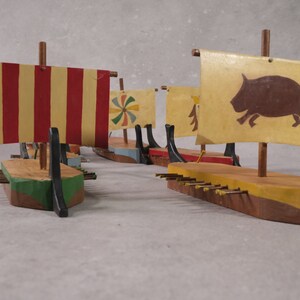 Folk Art Toy Viking Ships / Primitive Scratch Built Wooden Sail Boats ...