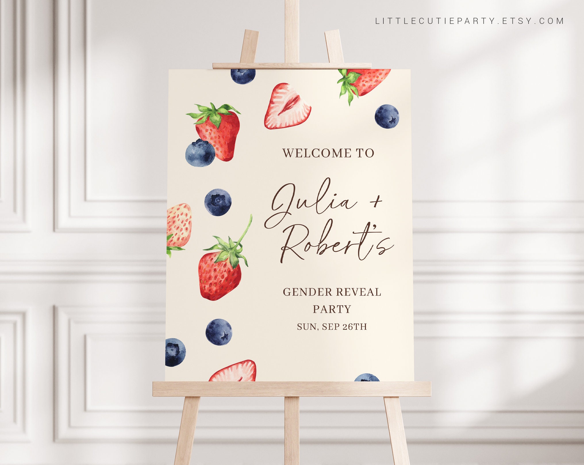 Editable Berry Sweet Gender Reveal Sign, Berry Gender Reveal, Welcome ...