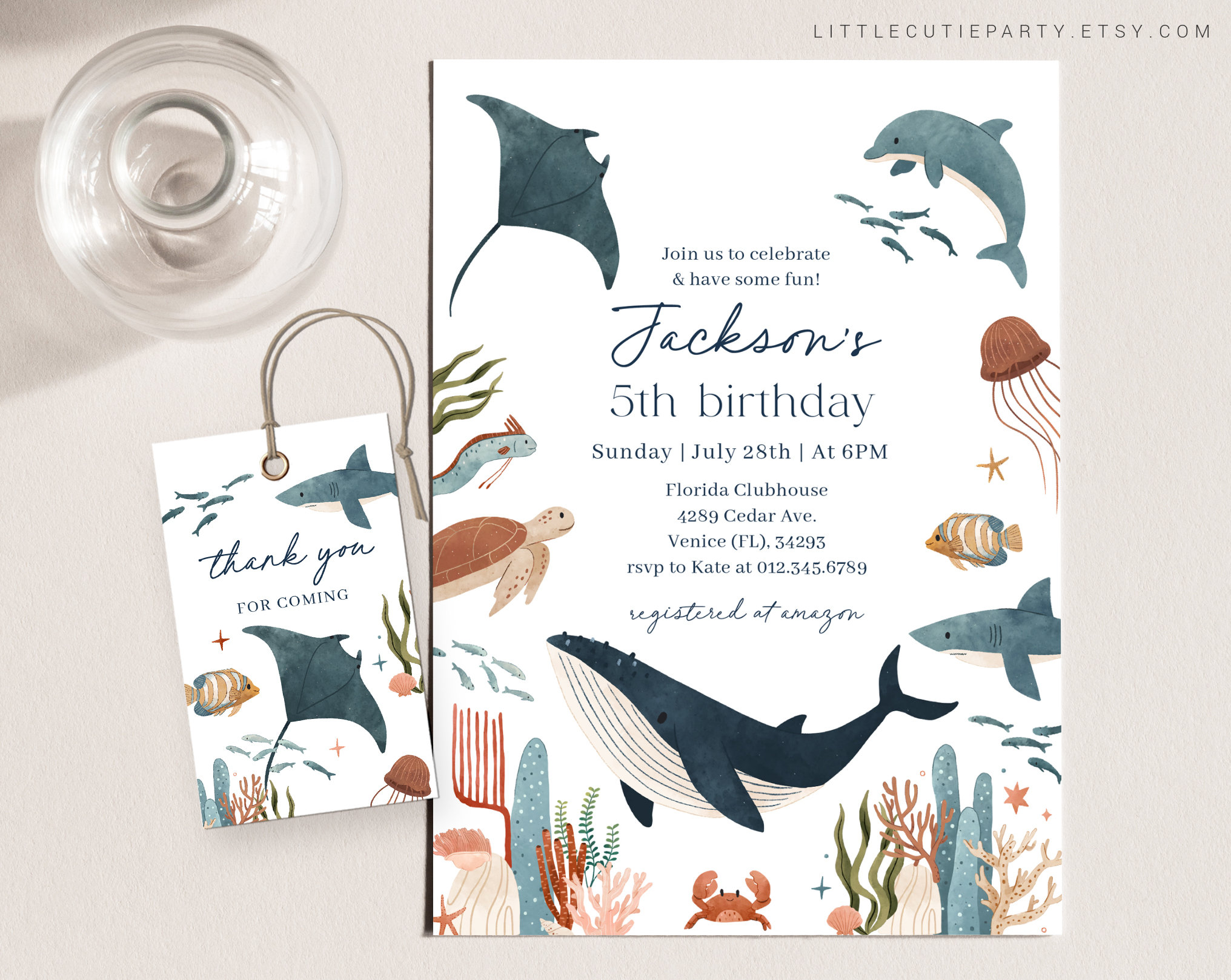 Editable Ocean Birthday Invitation, Under the Sea Birthday Invitation ...