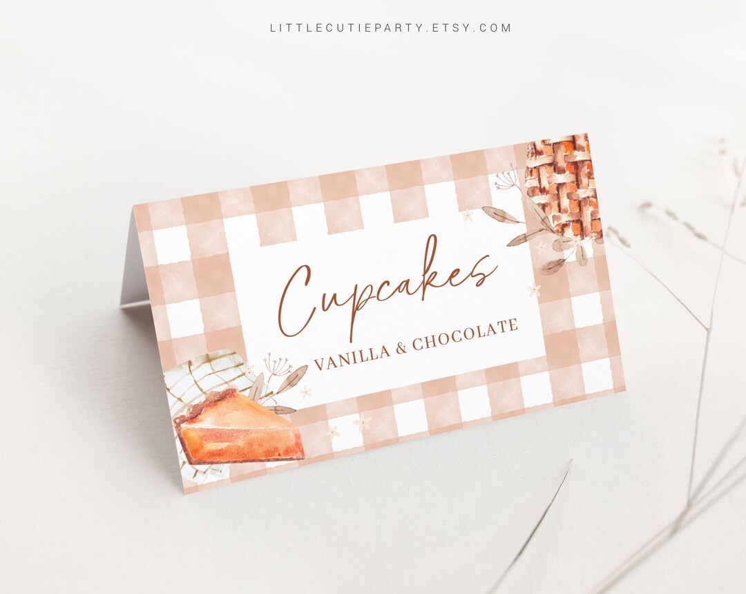 Editable Little Cutie Pie Food Labels, Food Tent Cards, Folded Food ...