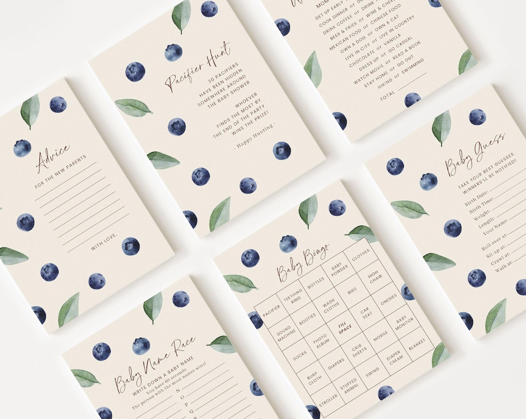 10 Editable Blueberry Baby Shower Games, Berry Baby Shower Games ...