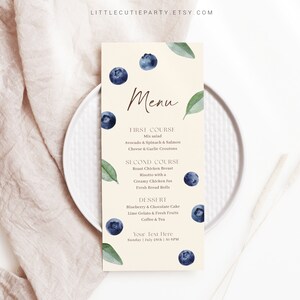 Editable Berry Menu Template, Blueberries Menu Template, Blueberry Baby ...