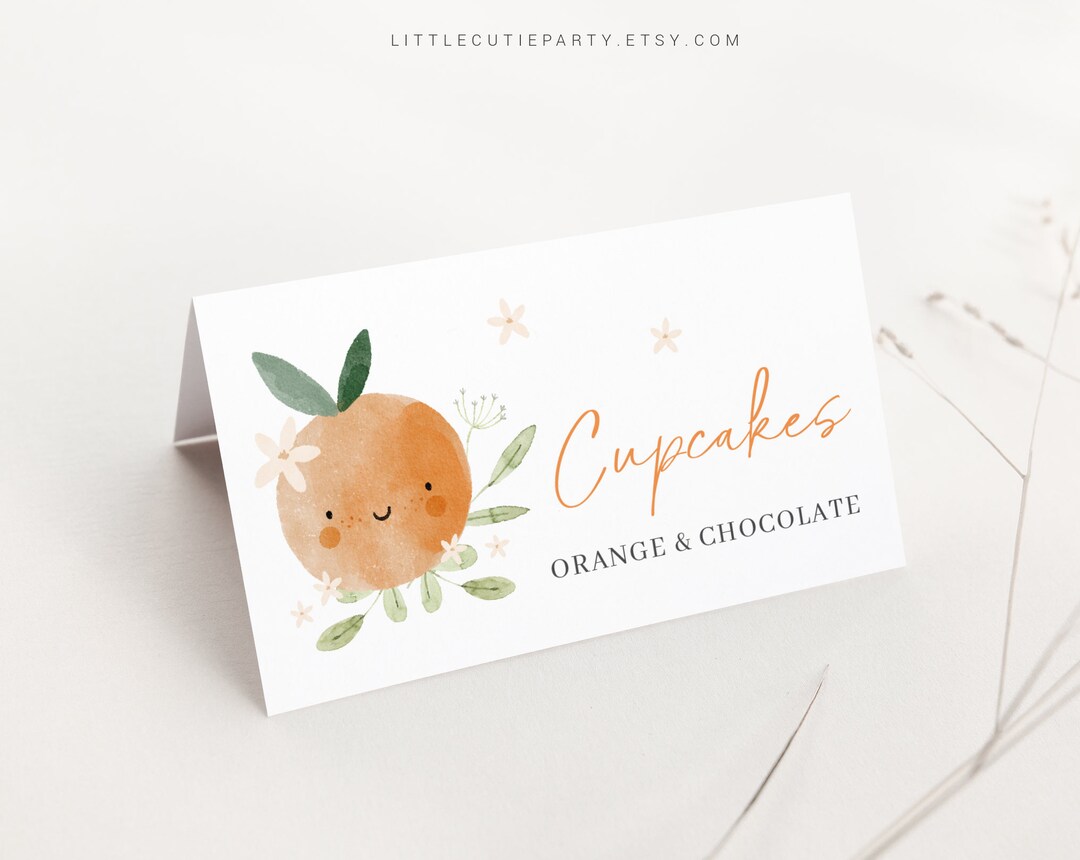 Editable Little Cutie Baby Shower Food Labels, Food Tent Cards, Folded ...