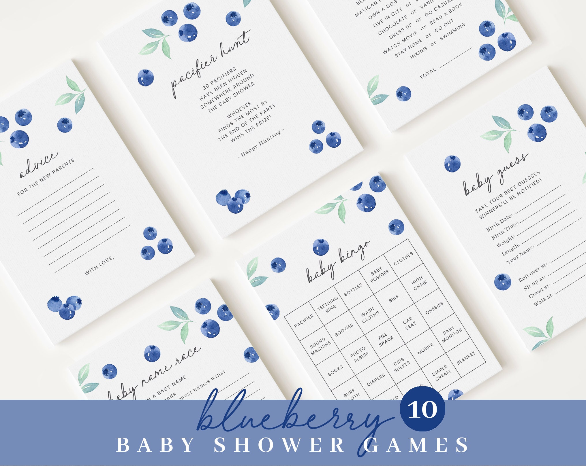 Editable Blueberry Baby Shower Bundle, Decorations & Games BLUEBS001 - Etsy