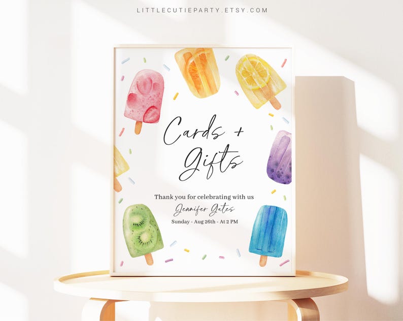 Editable Popsicles Sign, Custom Sign Template for Baby Shower Party ...