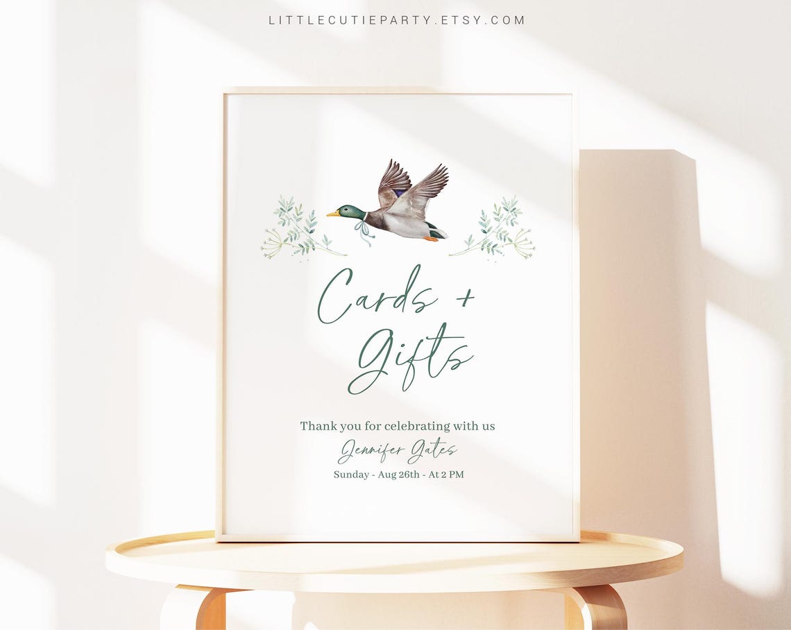 Editable Mallard Party Sign Template, Duck Baby Shower Custom Sign ...