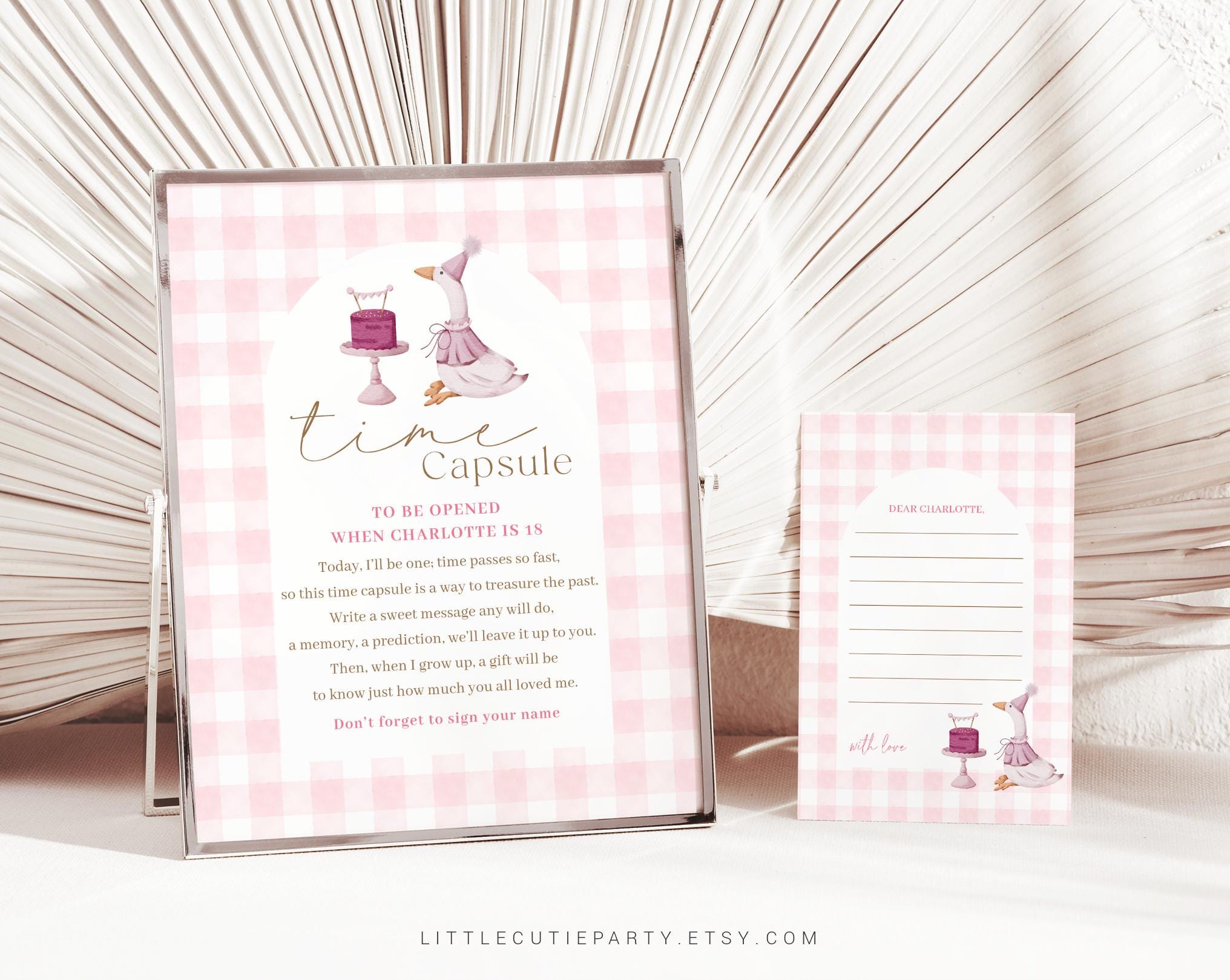 Editable One Silly Goose Time Capsule Template, Pink Goose First ...