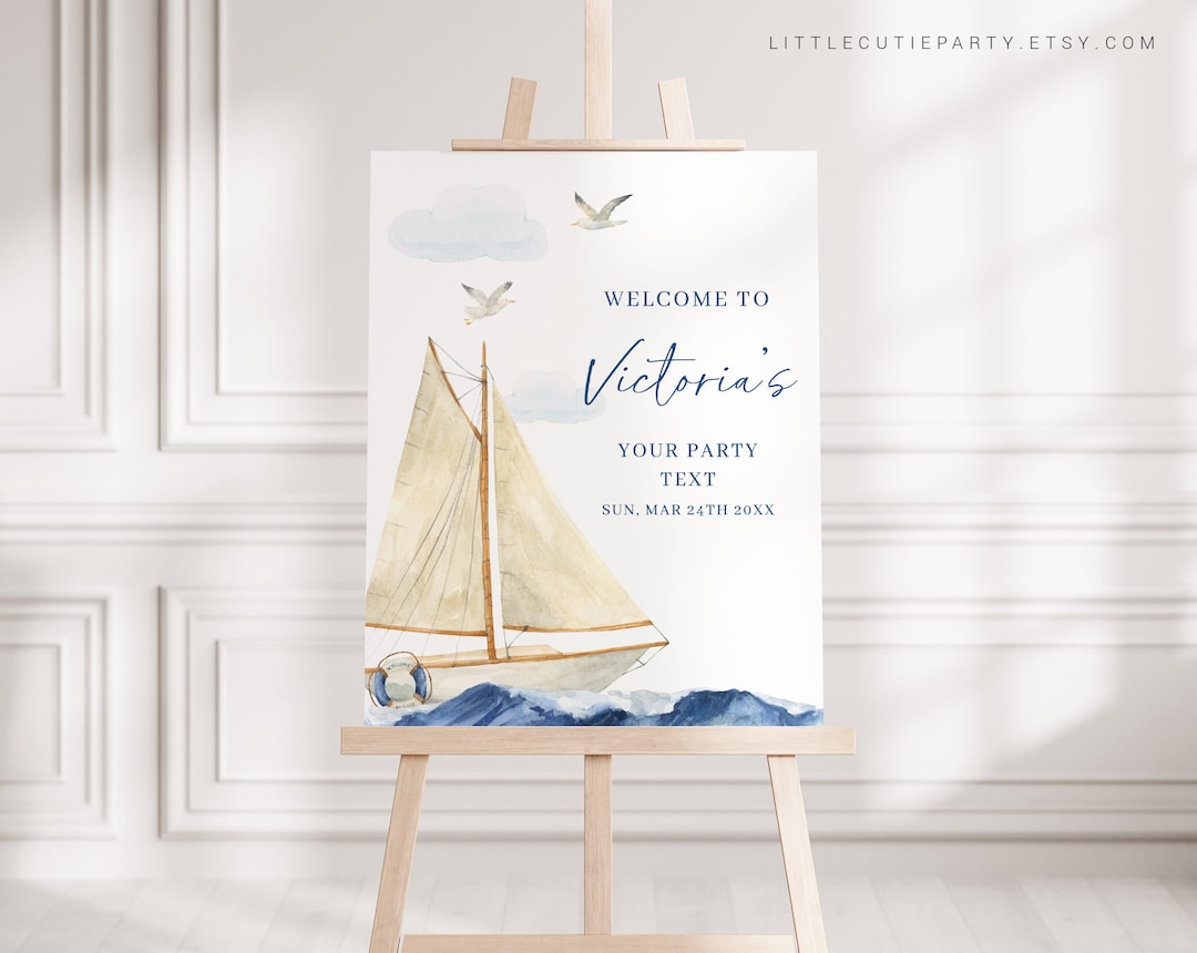 Editable Ahoy Its a Boy Welcome Sign, Nautical Baby Shower Welcome Sign ...