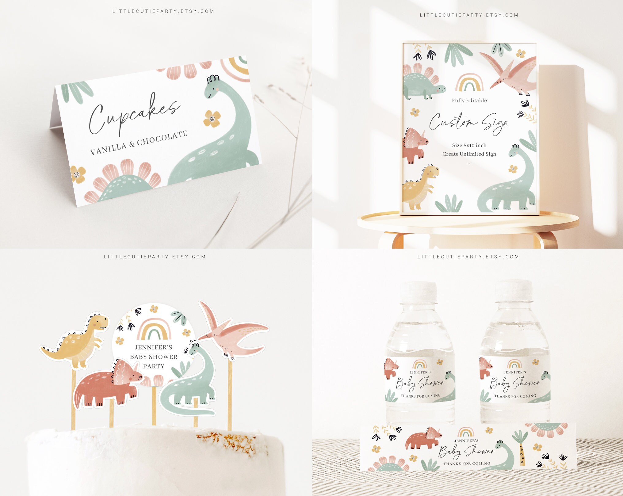 Editable Dinosaur Baby Shower Bundle, Dinosaur Bundle, Dinosaur Baby ...