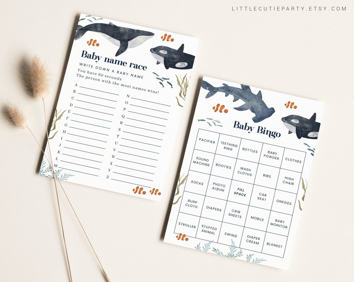 10 Editable Ocean Baby Shower Games, Under the Sea Baby Shower Games ...