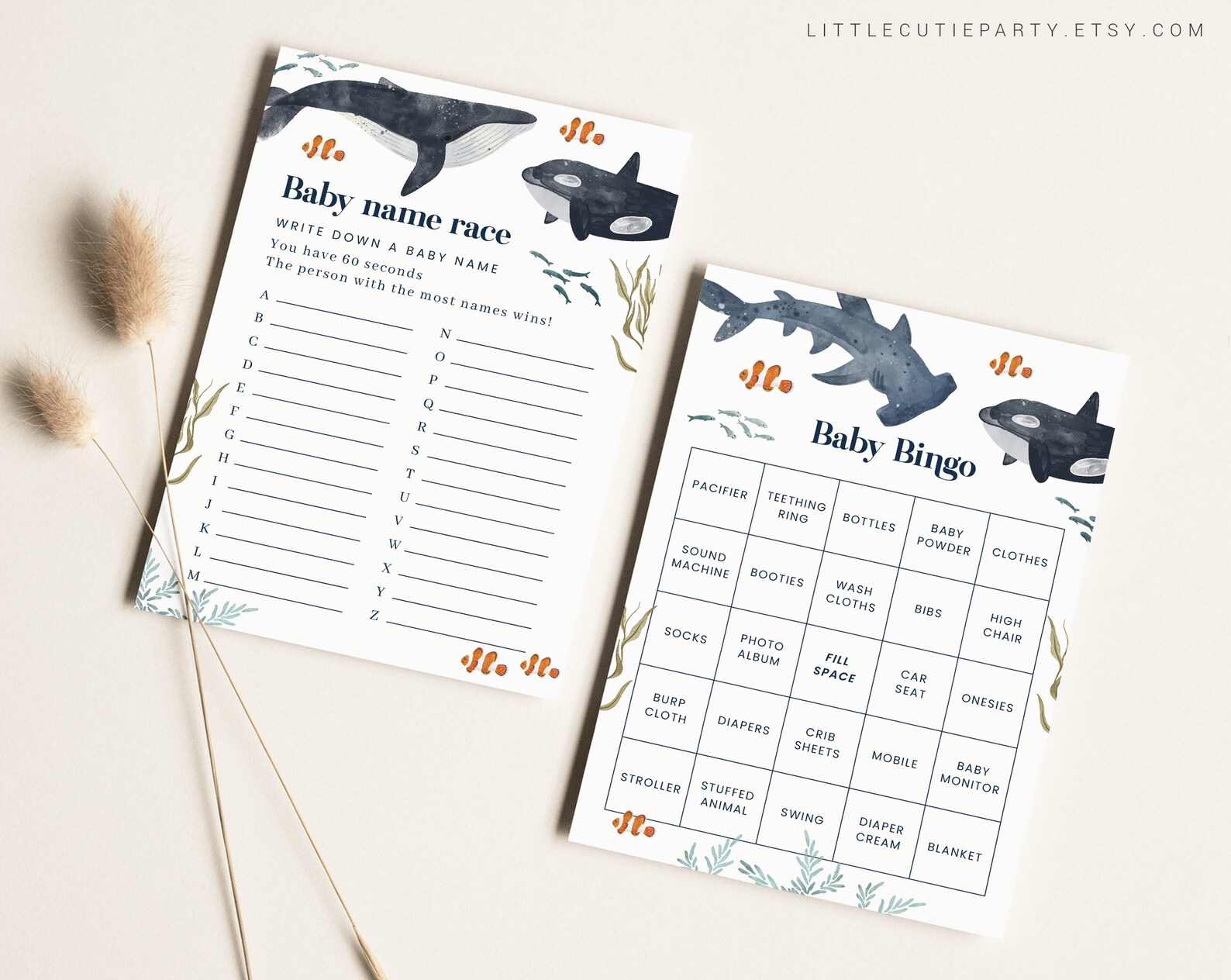 10 Editable Ocean Baby Shower Games, Under the Sea Baby Shower Games ...