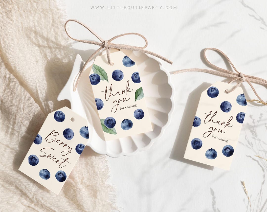 Editable Blueberry Baby Shower Favors, Sweet Berry Baby Shower Tags, 3 ...