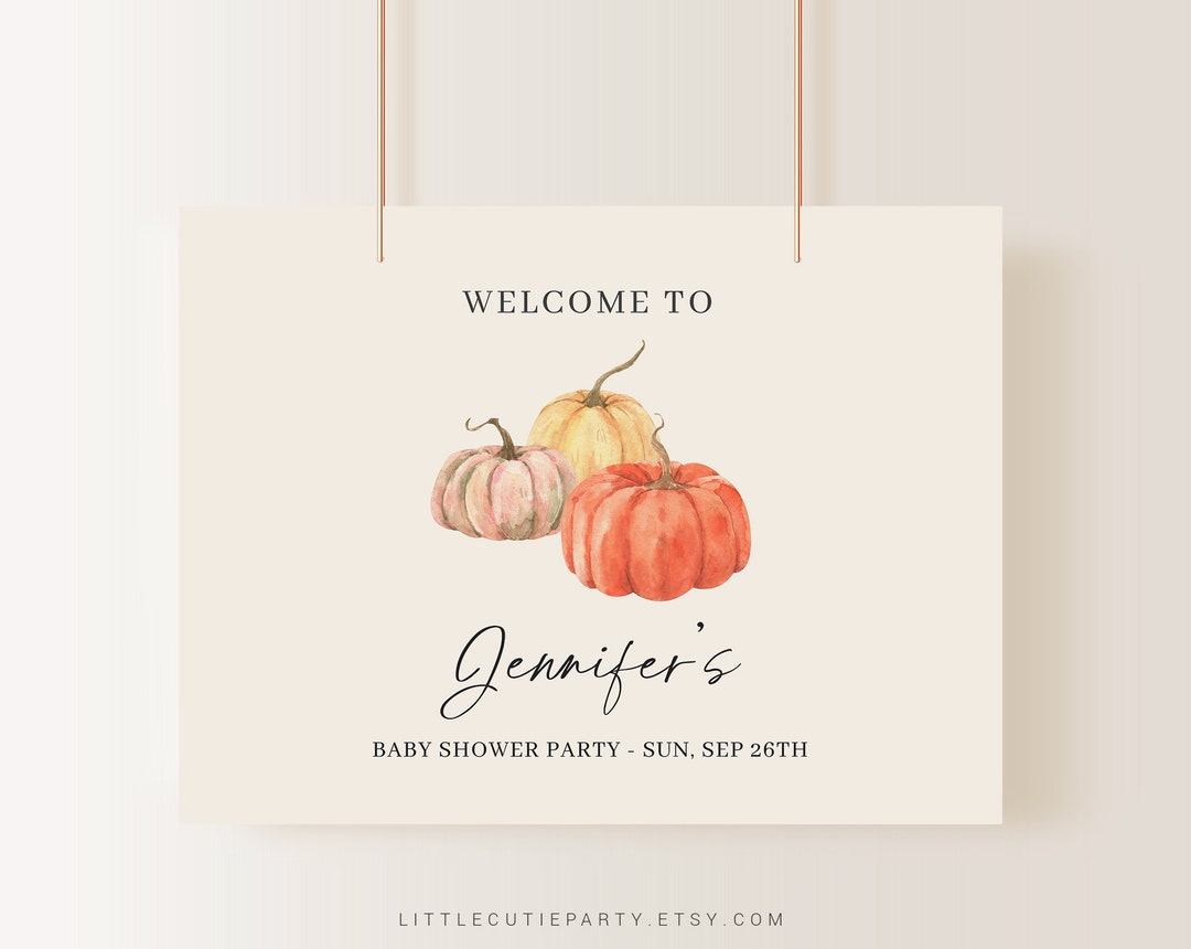 Editable Little Pumpkin Baby Shower Banner, Pumpkin Backdrop, Fall ...
