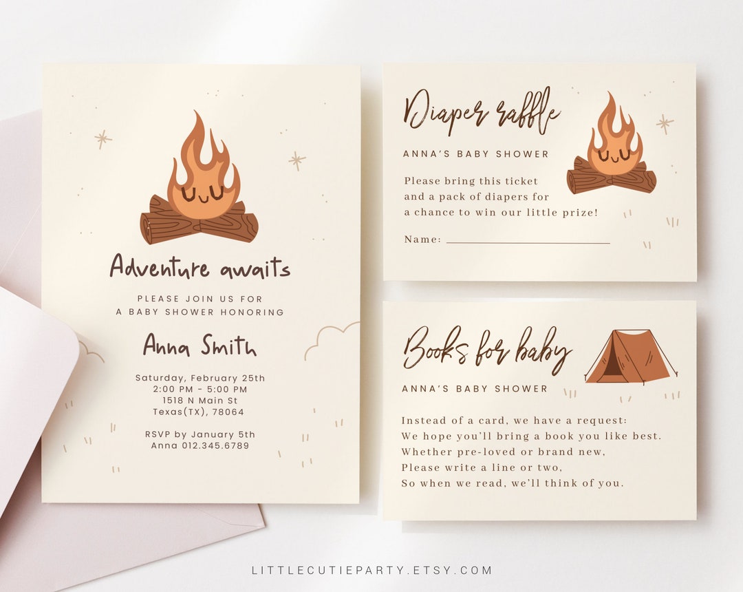 Editable Adventure Awaits Baby Shower Invitation, Adventure Awaits Baby ...