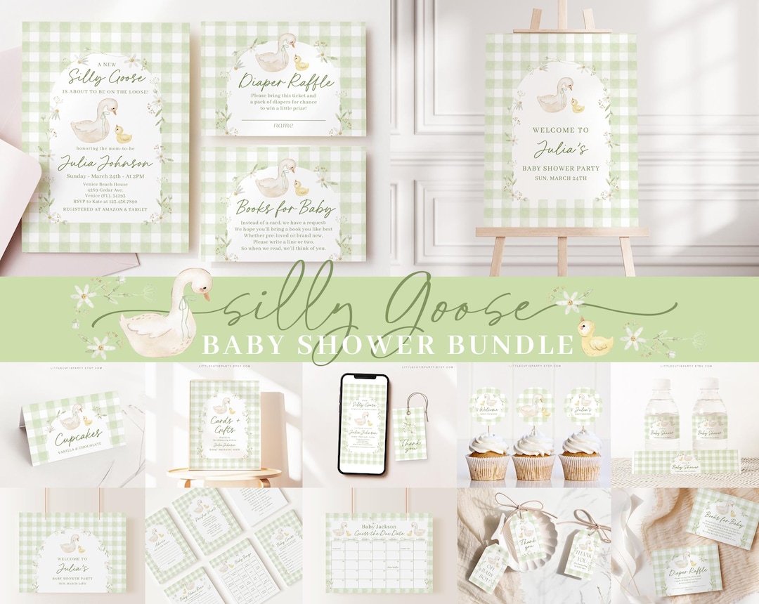 Editable Mother Goose Baby Shower Invitation Bundle, Silly Goose Baby ...