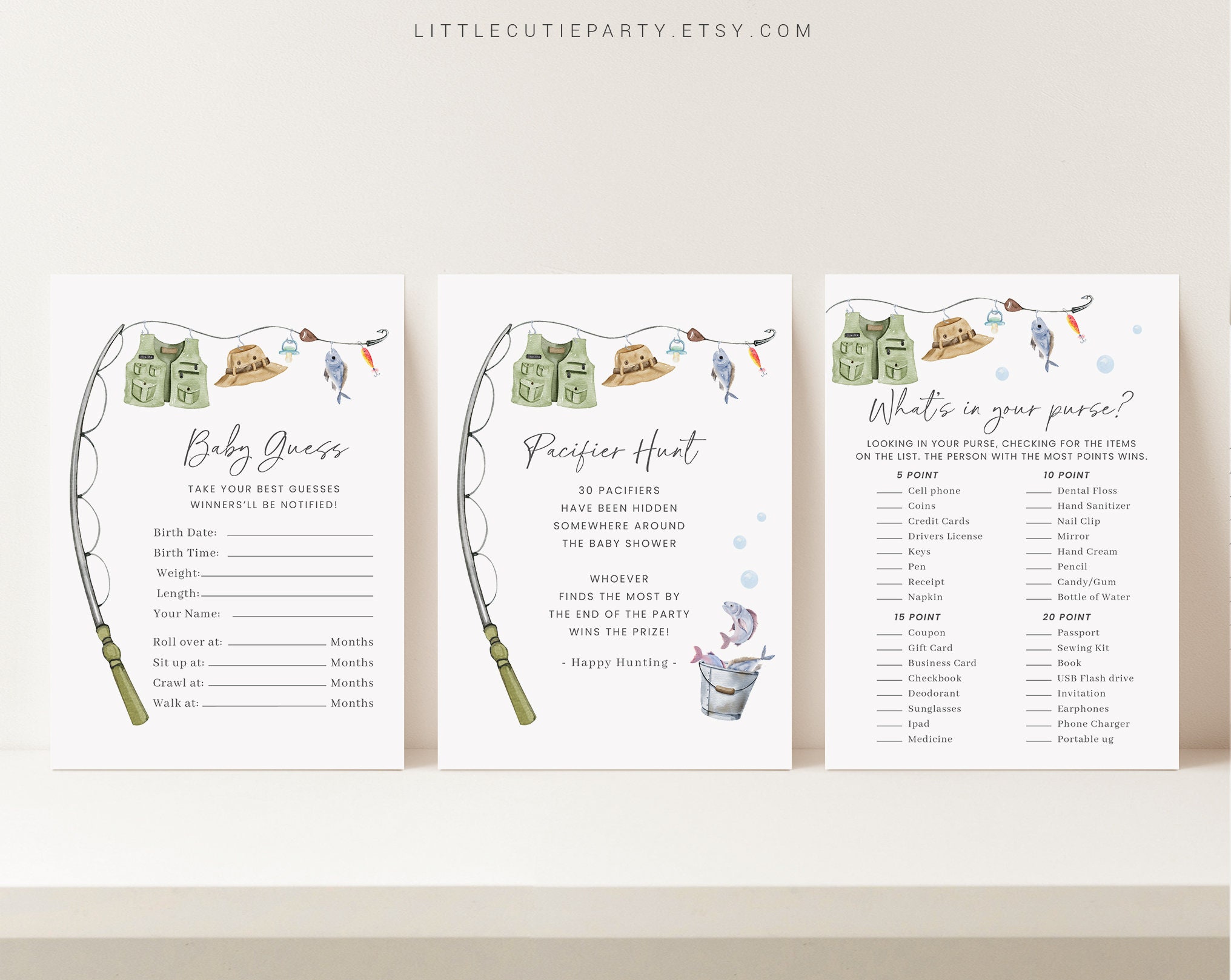 10 Editable A Little Fisherman Baby Shower Games, Fishing Baby Shower ...