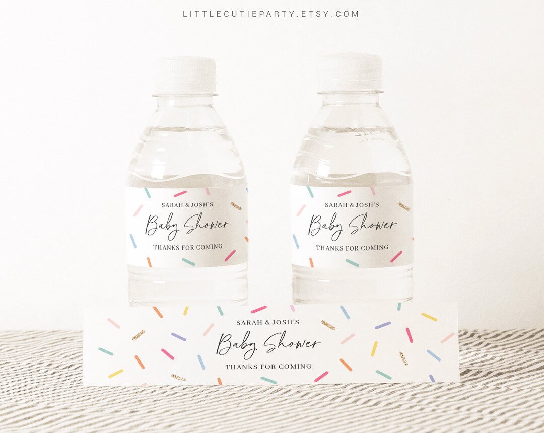 Editable Baby Sprinkle Water Bottle Labels, Bottle Label for Sprinkle ...