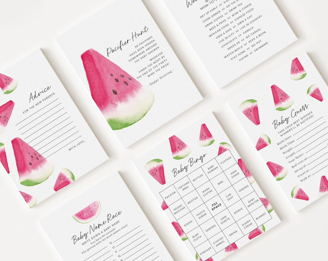 10 Editable Watermelon Baby Shower Games, Watermelon Baby Shower Games ...