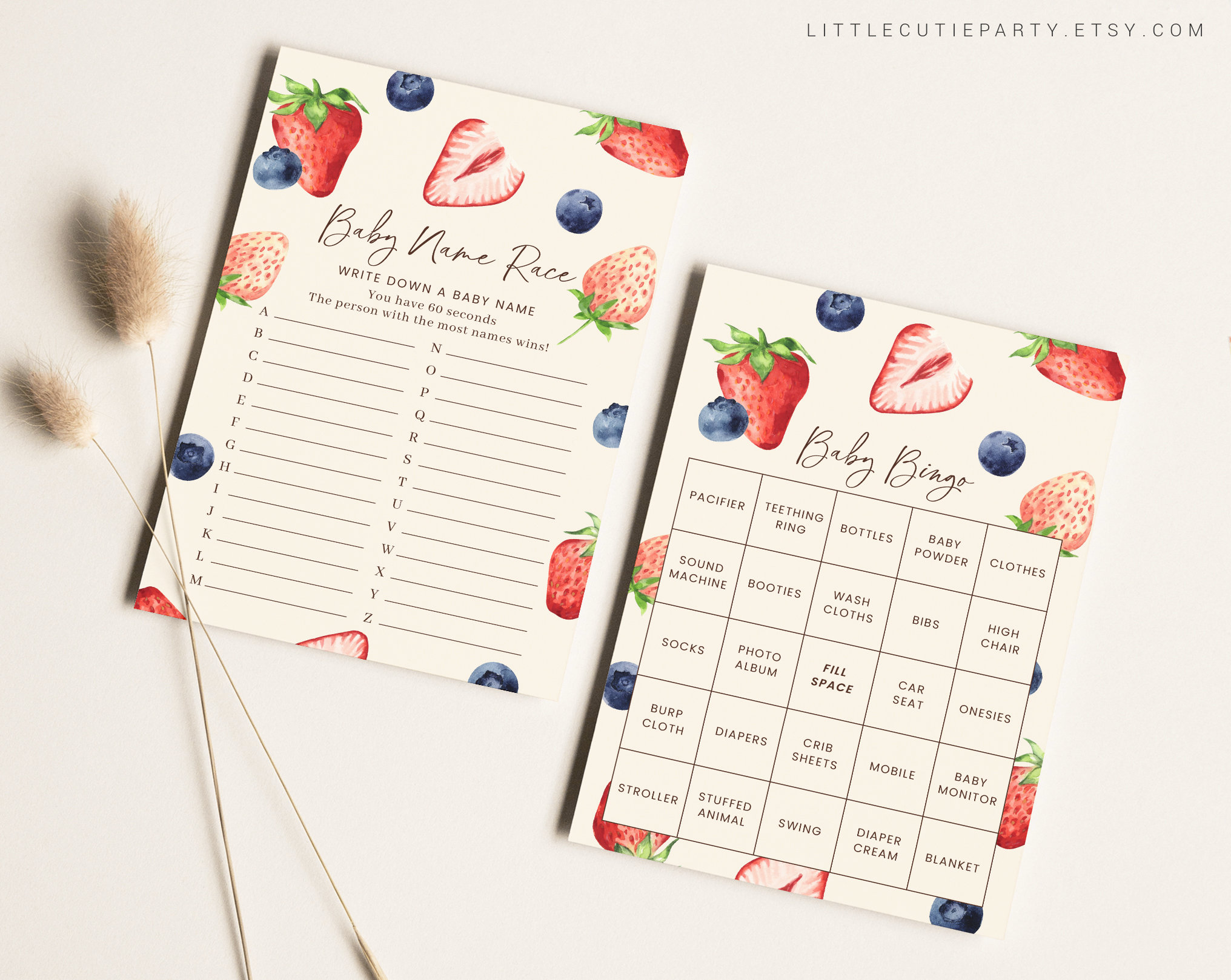 10 Editable Berry Sweet Baby Shower Games, Berry Baby Shower Games ...