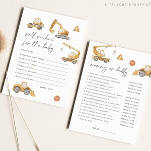 10 Editable Construction Baby Shower Games, Vehicle Shower Games Bundle ...